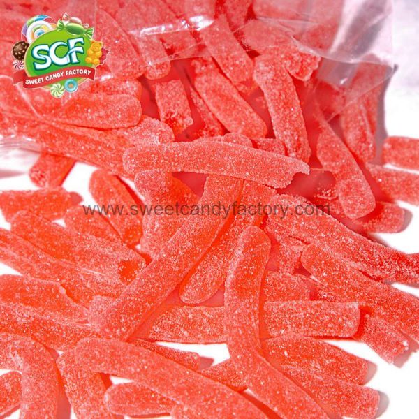Bright red stick sour flavor gummy candy - sweetcandyfactory
