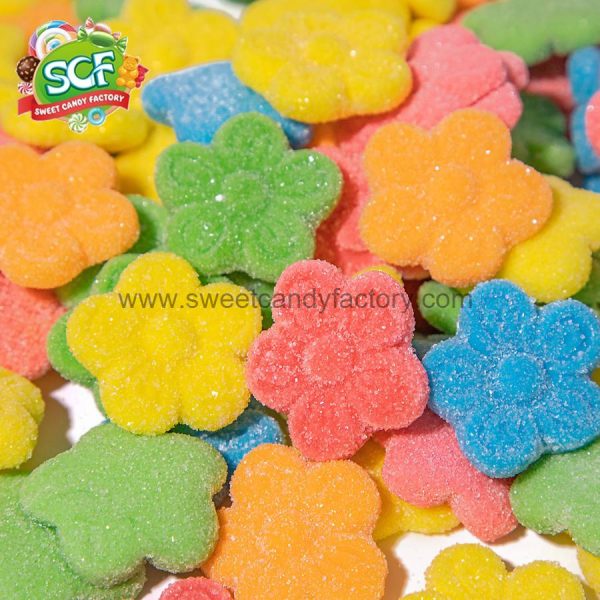 Adorable multicolor floral shaped coated sugar sweet gummy candy for ...